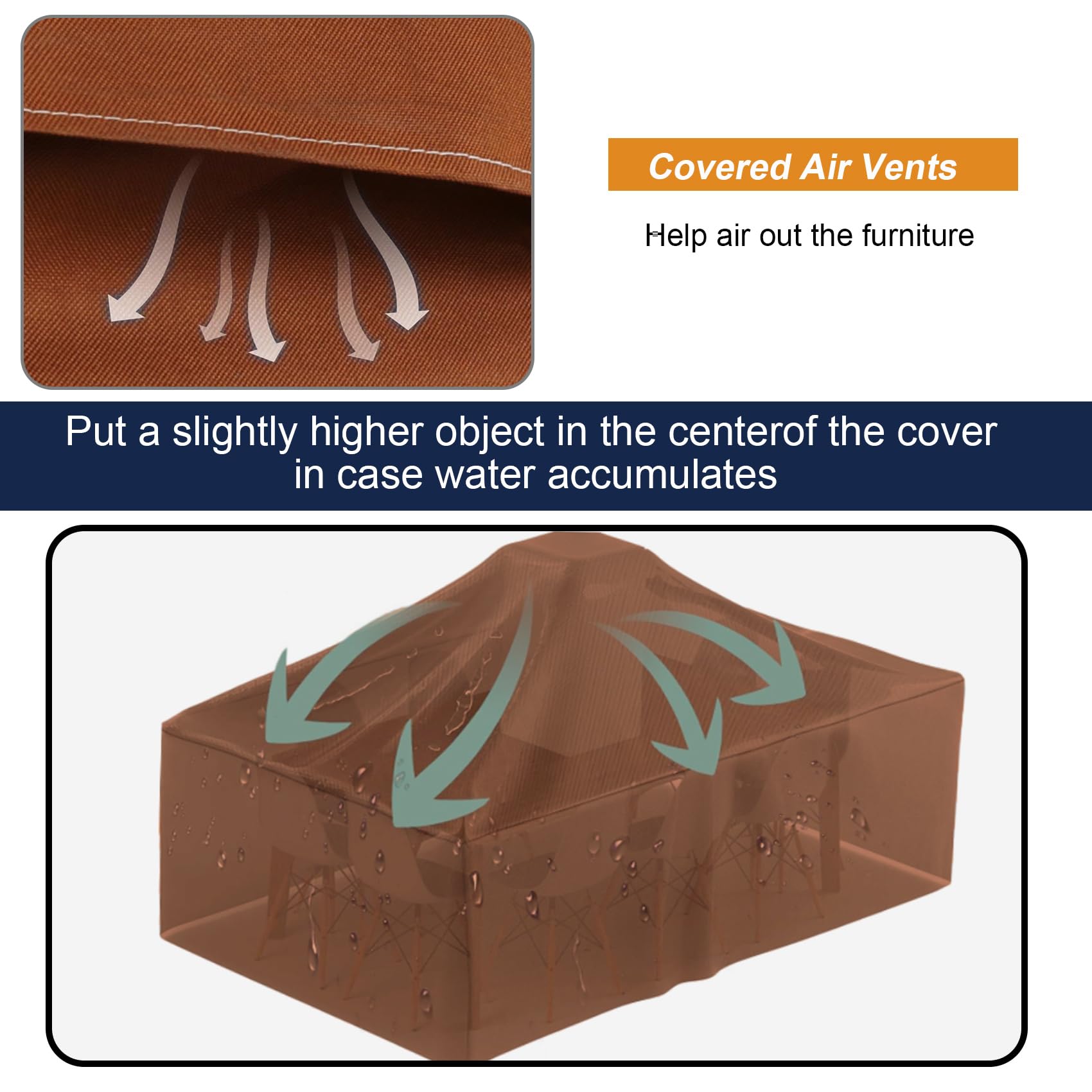 NettyPro Patio Table Cover Rectangular 105 x 75 Inch, 600D Heavy Duty Waterproof Outdoor Furniture Covers for Dining Table and Chair Rectangular, Brown