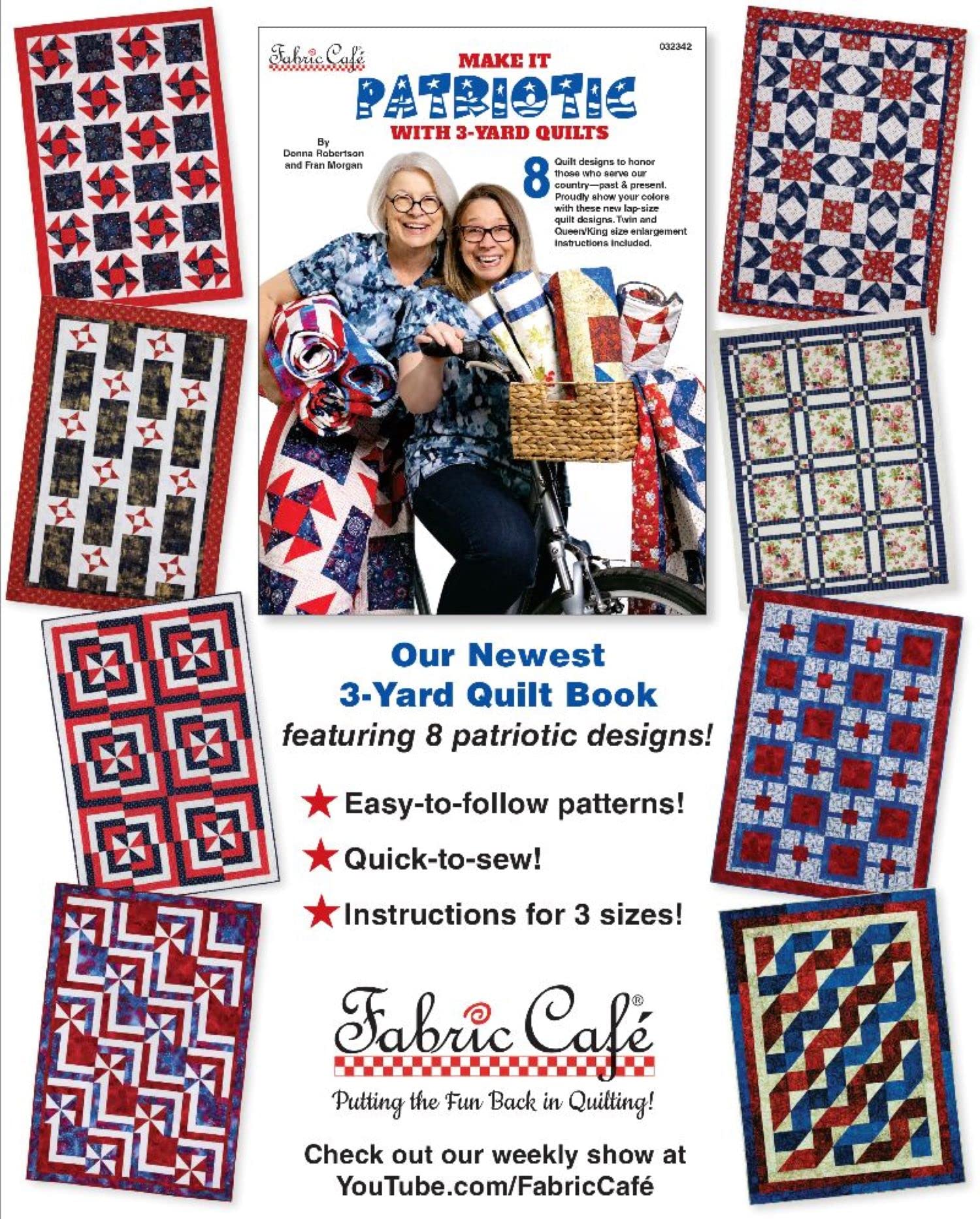 Make it Patriotic with 3 Yard Quilts Book by Donna and Fran for Fabric Cafe