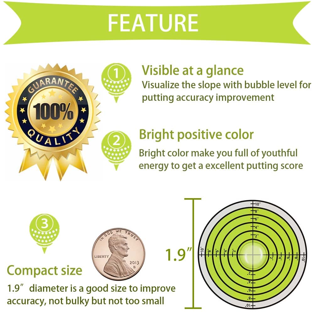 Green Reader Golf, Golf Ball Marker - Level Angle High Precision Golf Putting Aid, Golf Green Reader - Size 1.9" x 0.39"