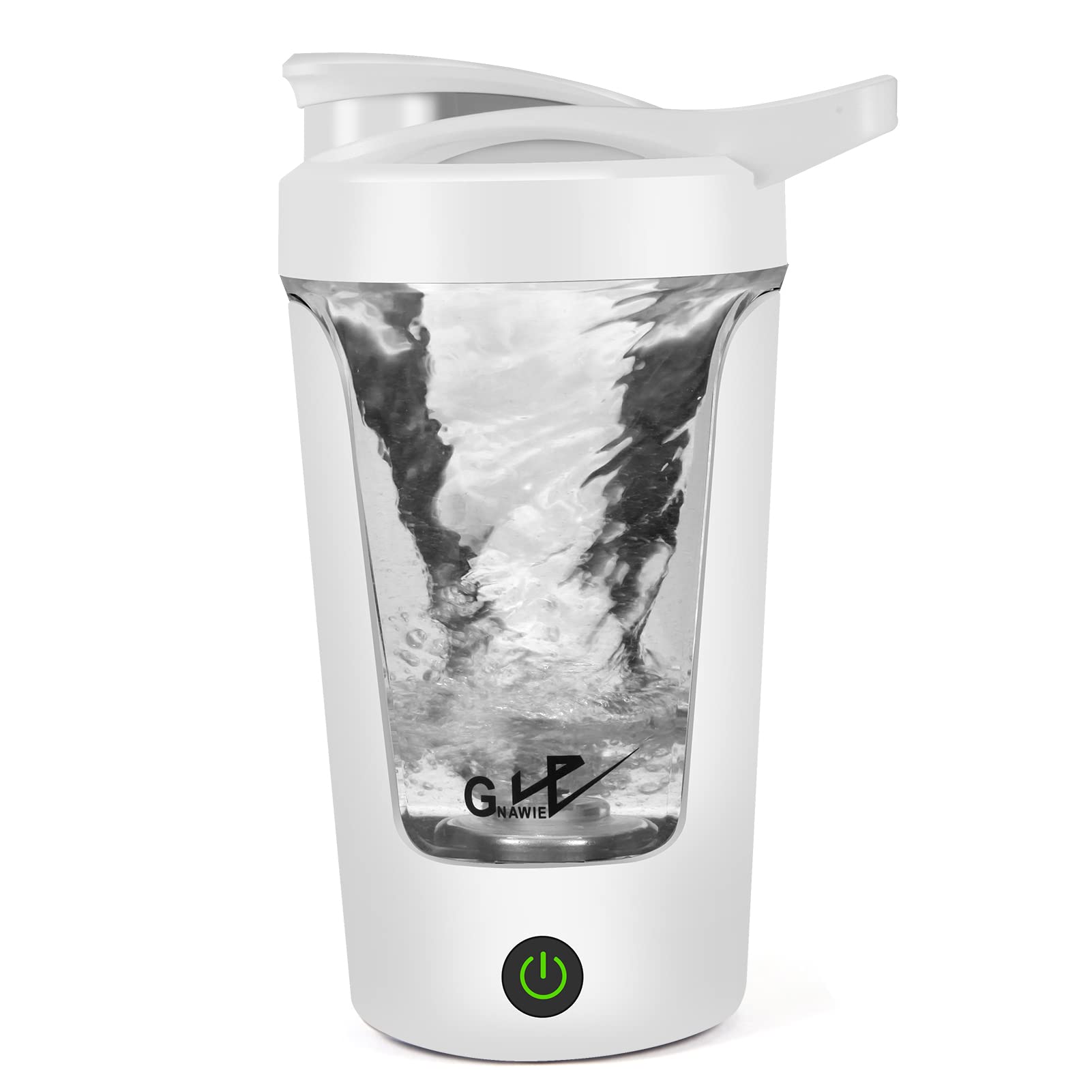 Gnawiew Electric Protein Shaker Bottle - BPA Free Type-c Charging 12 0Z Clear Portable Powder mini Small Water Cup, For out door Gym Pre Workout(White)