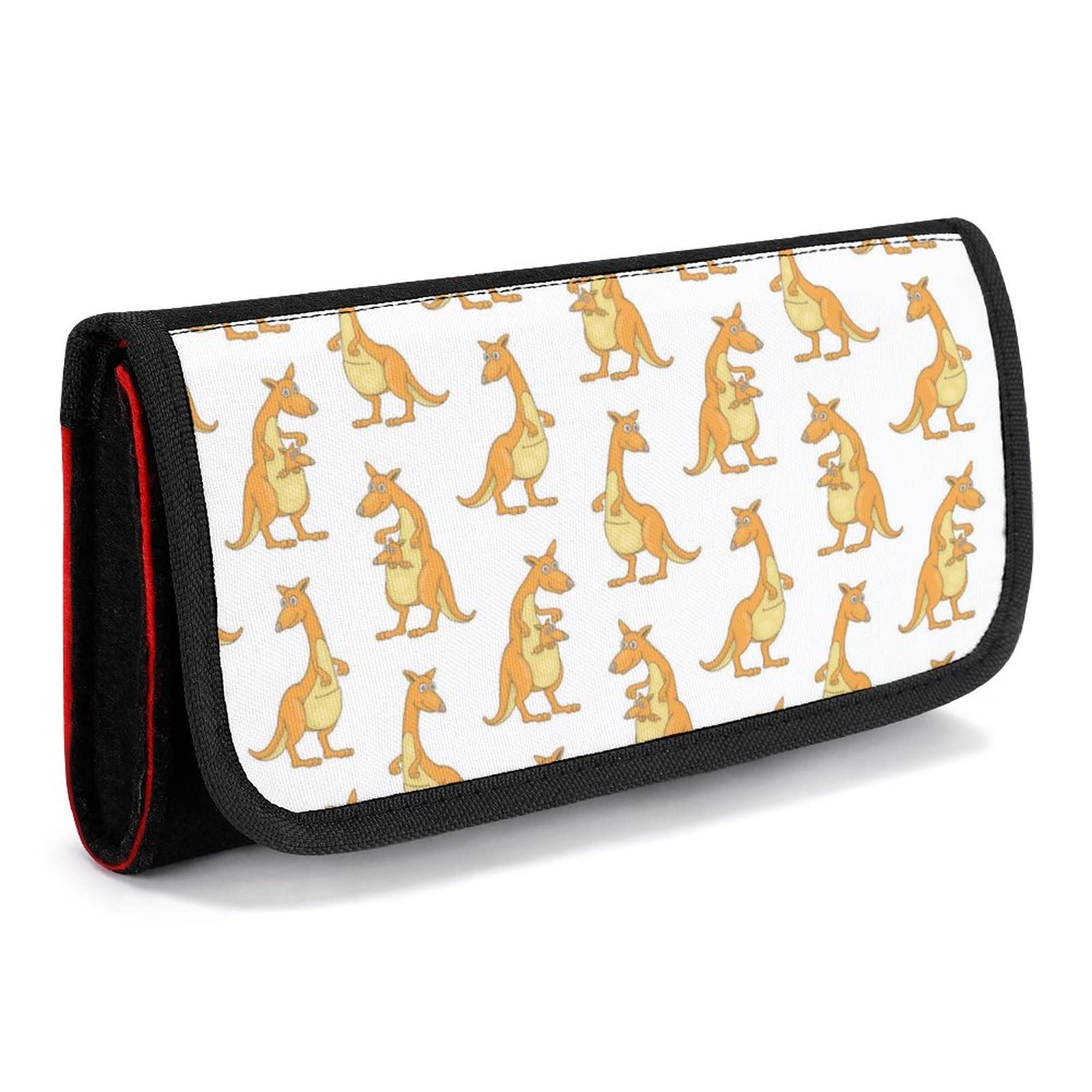 Funny Kangaroos Carrying Bag Compatible with Switch Protective Case Slim Felt Pouch with 5 Game Cartridges Holders