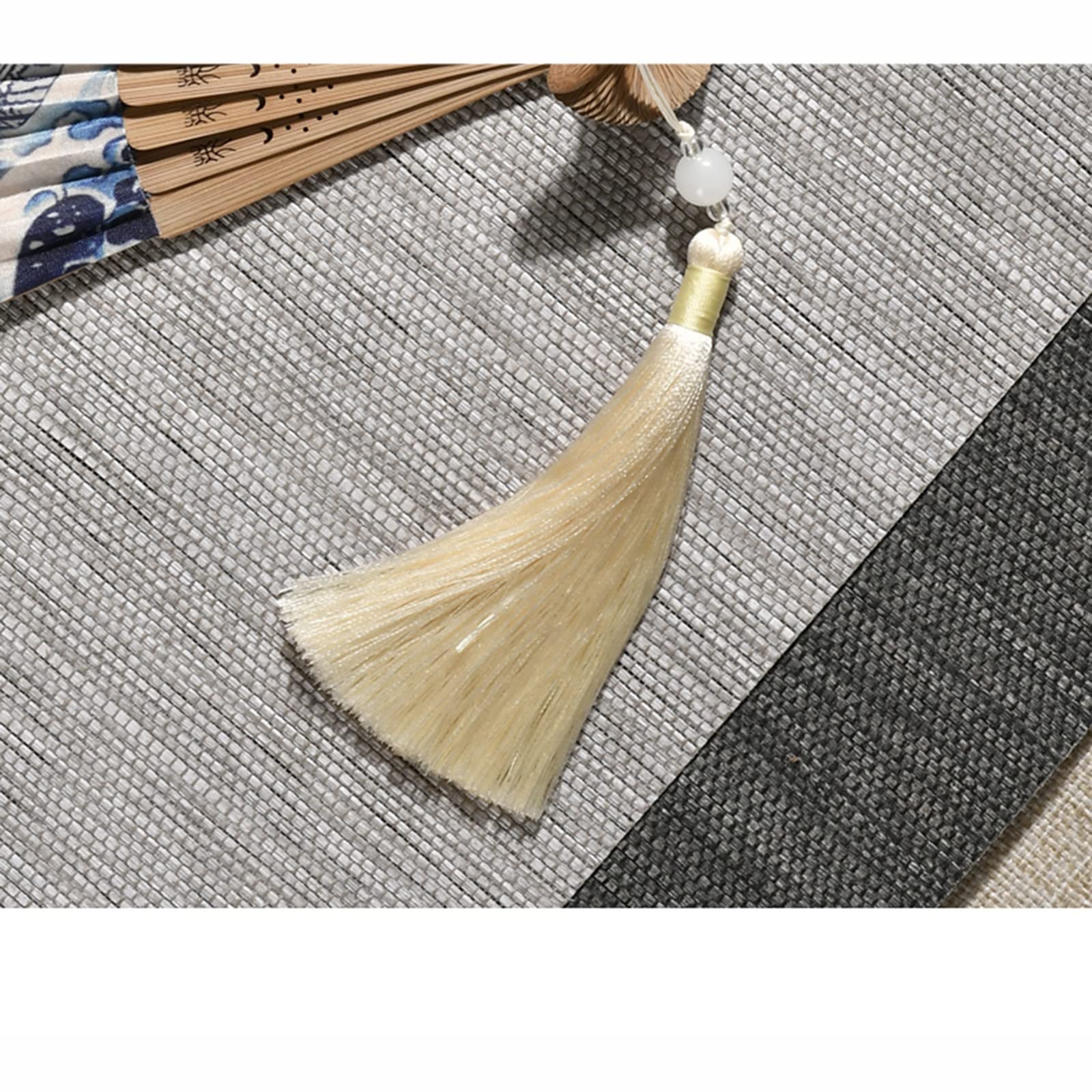 ERTUO Fringed Folding Fan Hand Fan Pocket Fan Retro Bamboo Handle Fan Wedding Summer Party Dancing Cosplay