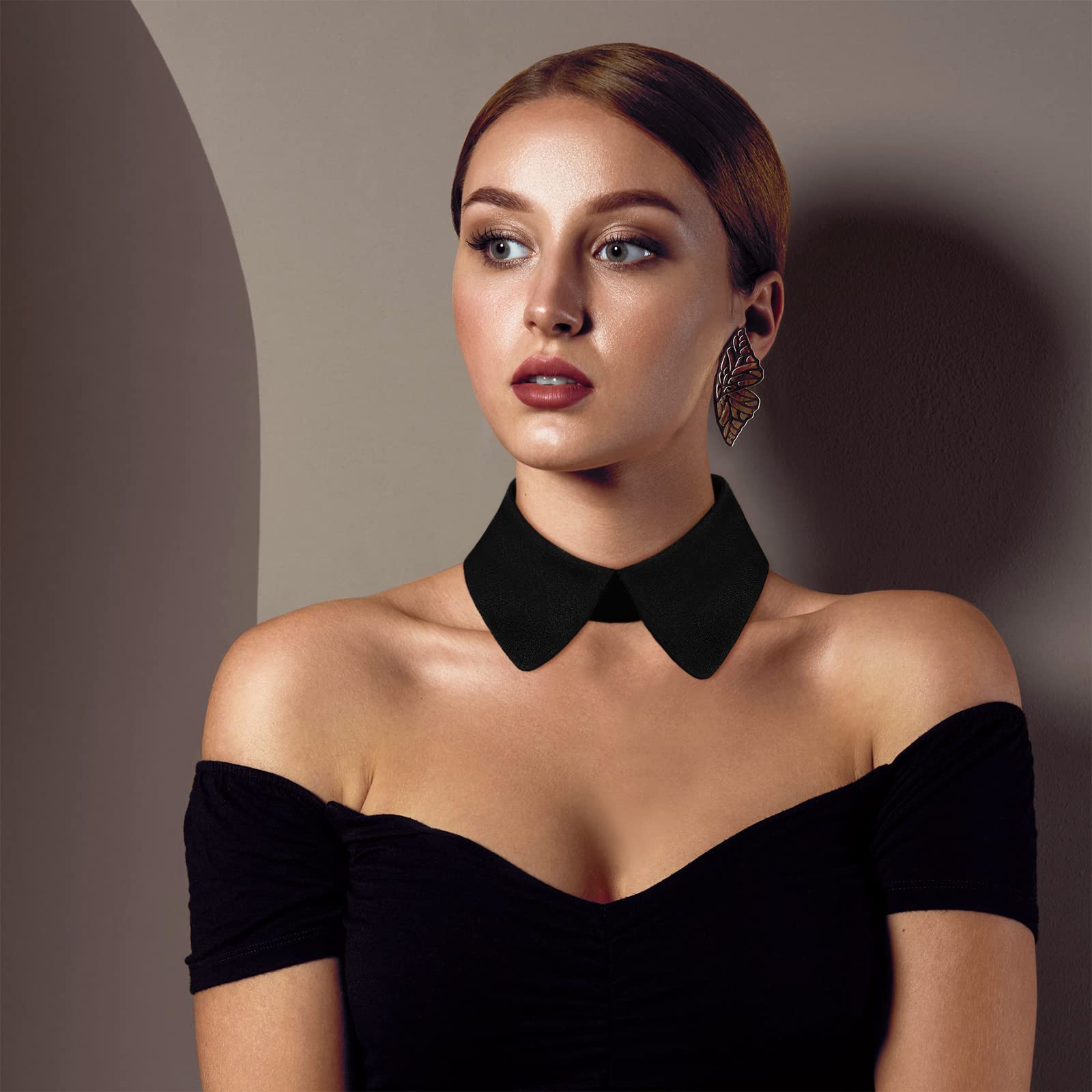 Fake Collar for Women 2 Pieces Faux Collar False Lapel Detachable Dickey Collar White Black Blouse Collar Women's Simplicity Collar (Classic Style)