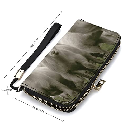 FunnyStar Goat Women's Long RFID Hand Wallet Wristlet Clutch Purse PU Leather Handbag with Wrist Strap