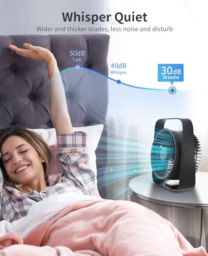 KONSIDEN Small Fan, 8 Inch USB Desk Fan, Quiet Office Fan, 4 Speed Winds, 360° Head Tilt, Detached Cover, Small Table Fan, Easy to Clean, Ideal for Bedroom, Office, Kitchen, Camping