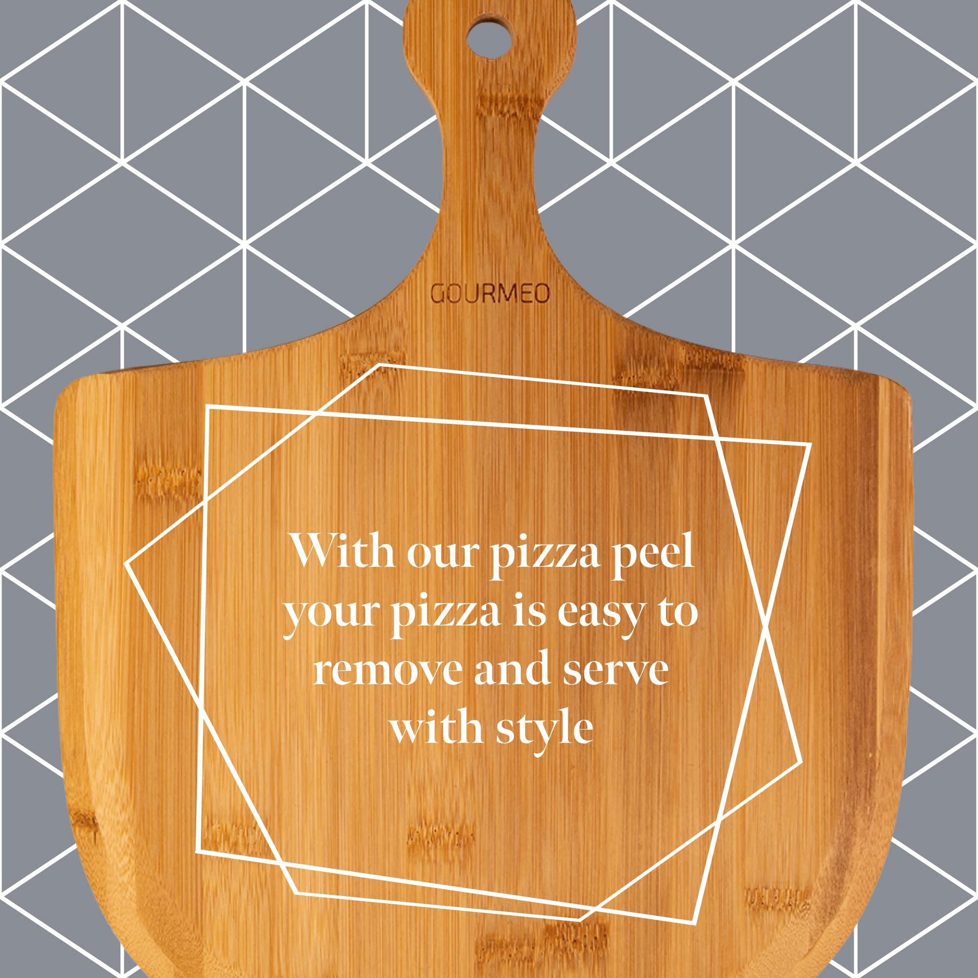 GOURMEO Pizza Stone Pan and Wooden Pizza Paddle - 15x11.8x0.6 inch - Cordiete Bread Beaking Stone w/Pizza Peel - Suitable for Oven & Grill