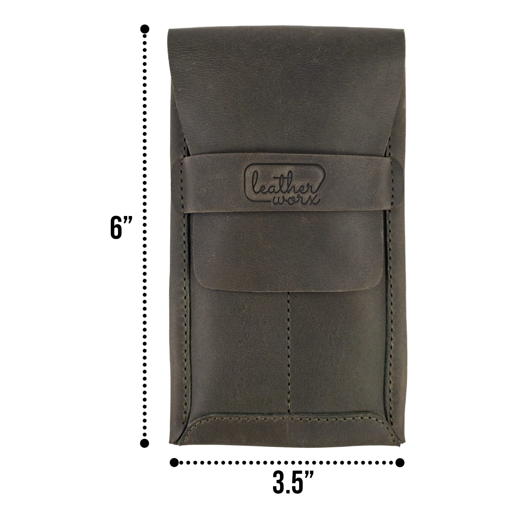 Leather Worx, Double Pen Case Handmade from Full Grain Leather (Dark Jade)