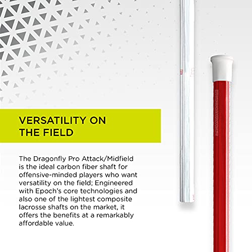 Epoch Dragonfly Pro Defensive/LSM Concave Lacrosse Shaft - Premier Lacrosse Equipment with Flex iQ8 and Epoch's Proprietary Technologies- Engineered for The Offensive-Minded Defender, Red