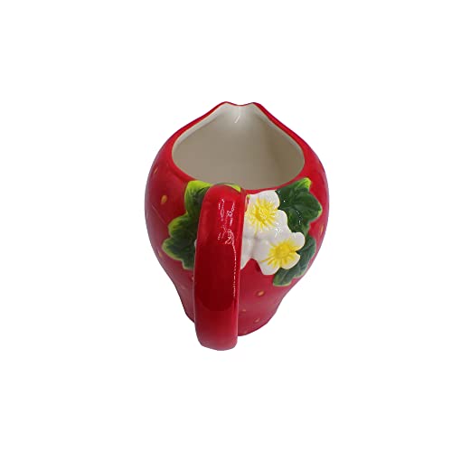 First of a Kind Glossy Rosy Red strawberry pitcher, red ceramic strawberry jug, strawberry kitchen pitcher for water, lemonade
