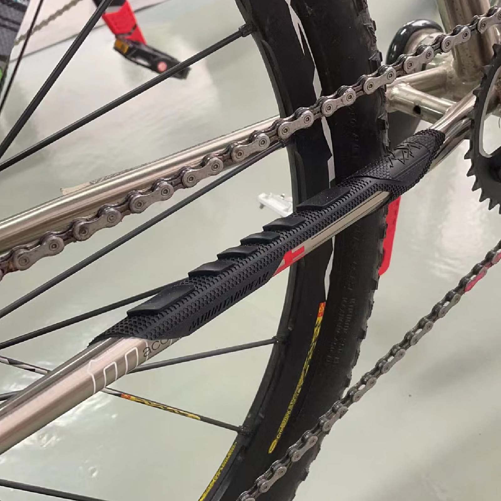 Esonto ENLEE Mountain Bike Chainstay Protector, Bicycle Chain and Frame Protection, 3D Embossed, Prevent Collision Airbag Type Cushioning Silicone Tape, Also for Road Bikes