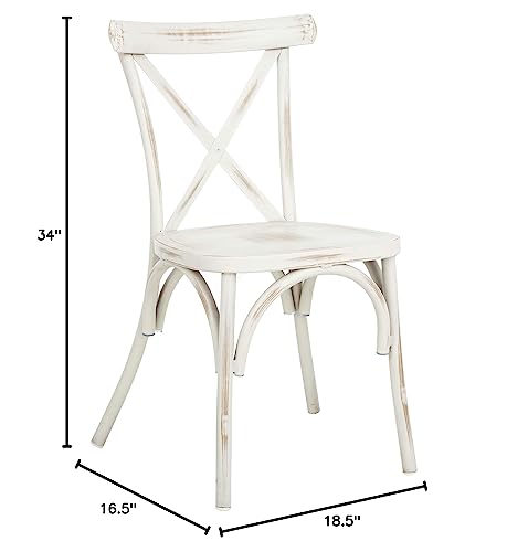 SAFAVIEH Outdoor Collection Elia Distressed White Stackable Chair (Set of 2)
