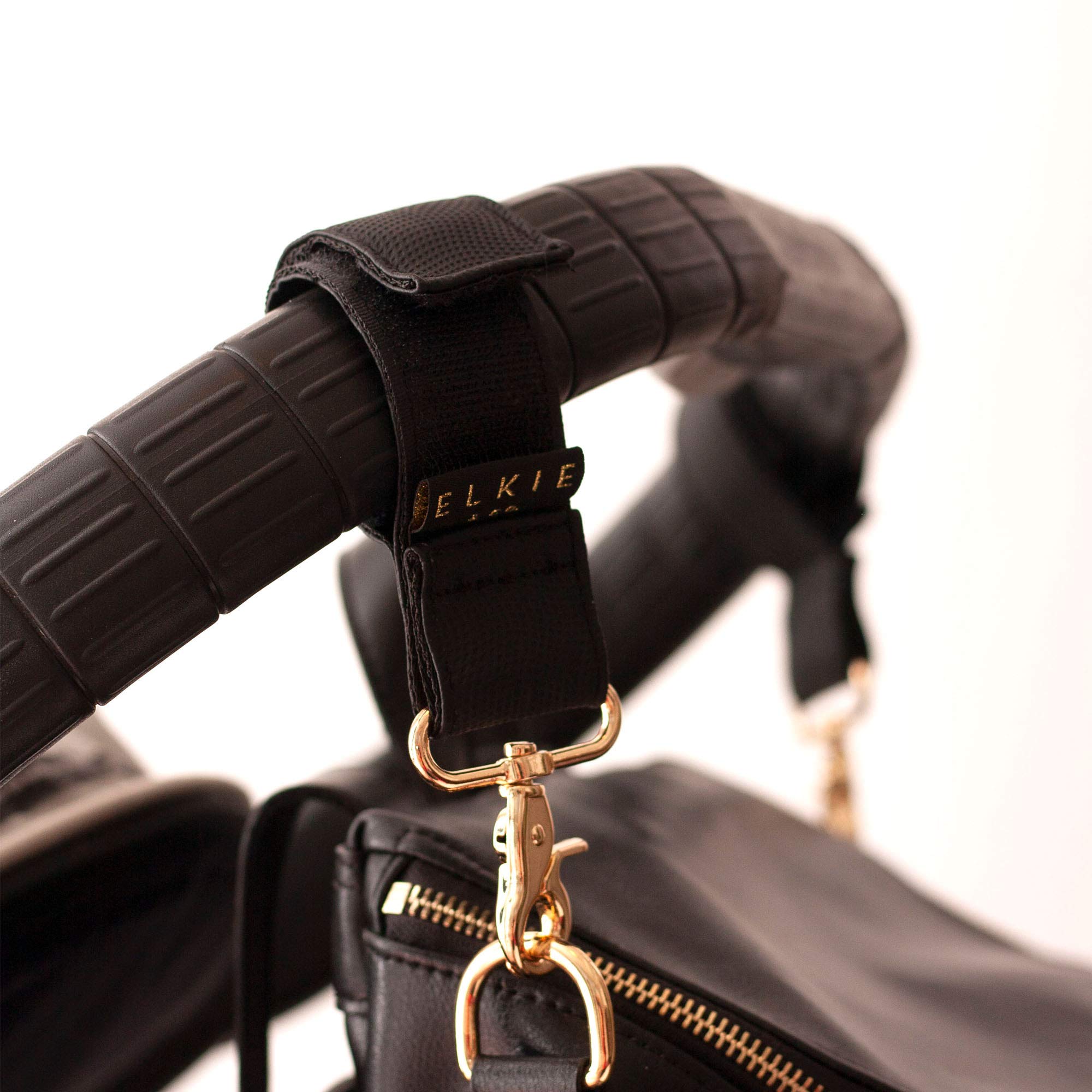 Elkie + Co. Vegan Leather Baby Stroller, Pram, Buggy, Carriage Straps, Hooks, Clips I Modern, Multipurpose, Universal Design