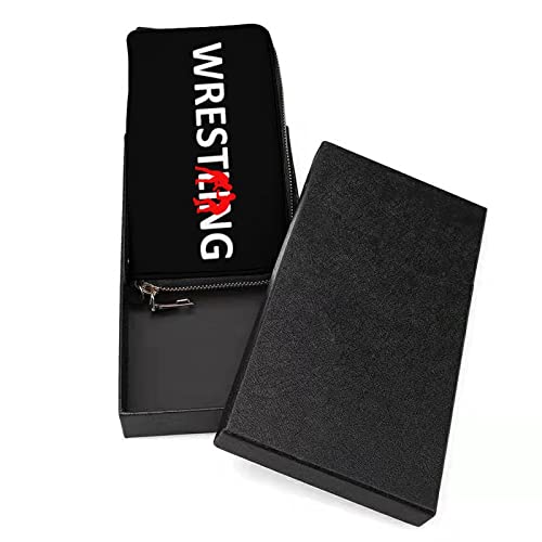FunnyStar Wrestling Women's Long RFID Hand Wallet Wristlet Clutch Purse PU Leather Handbag with Wrist Strap