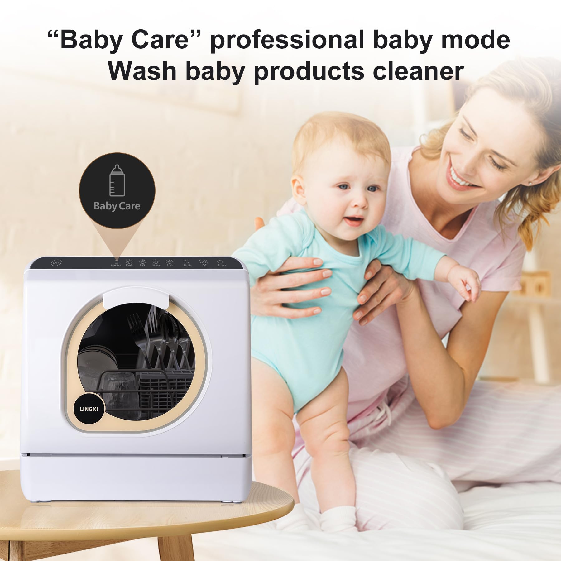 LINGXI Counter Top Dishwasher ,Countertop Dishwasher with Water Tank. Portable Dishwasher With Dryer,Baby Care,360° Spray, Dishwasher For Apartments,Rvs.