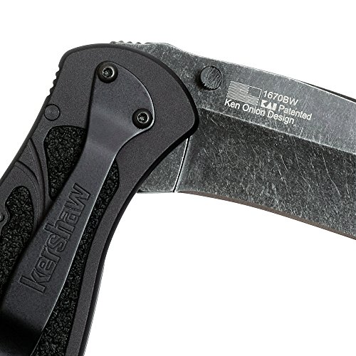 Kershaw Blur BlackWash Pocketknife, 3.4" Sandvik 14C28N Stainless Steel Recurved Blade, Assisted Thumb-Stud Opening EDC