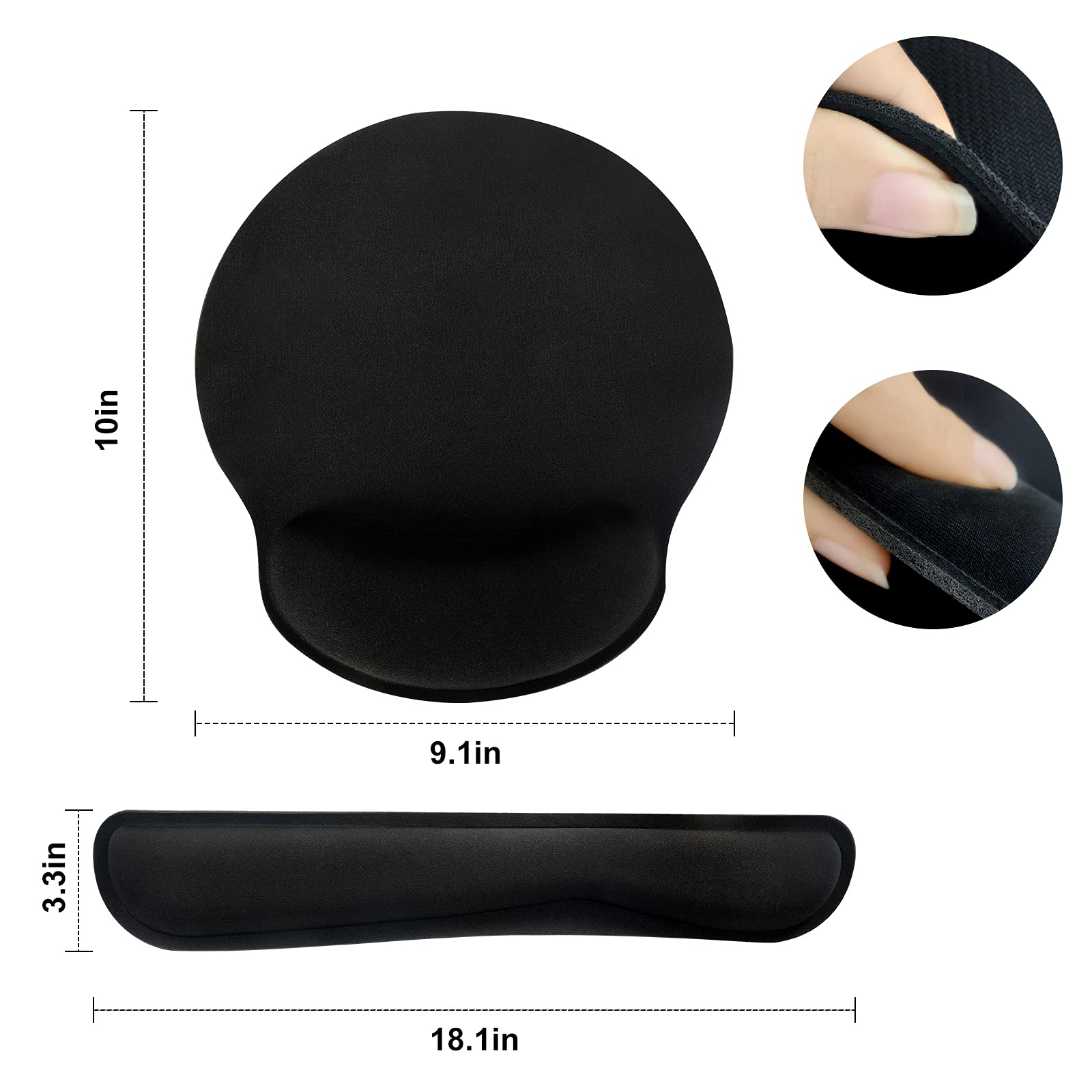 Epoch-Making Keyboard Wrist Rest Mouse Mat Set, Ergonomic Memory Foam Keyboard Gel Wrist Support Mouse Mat with Rubber Base Non Slip for Computer Laptop Working Gaming