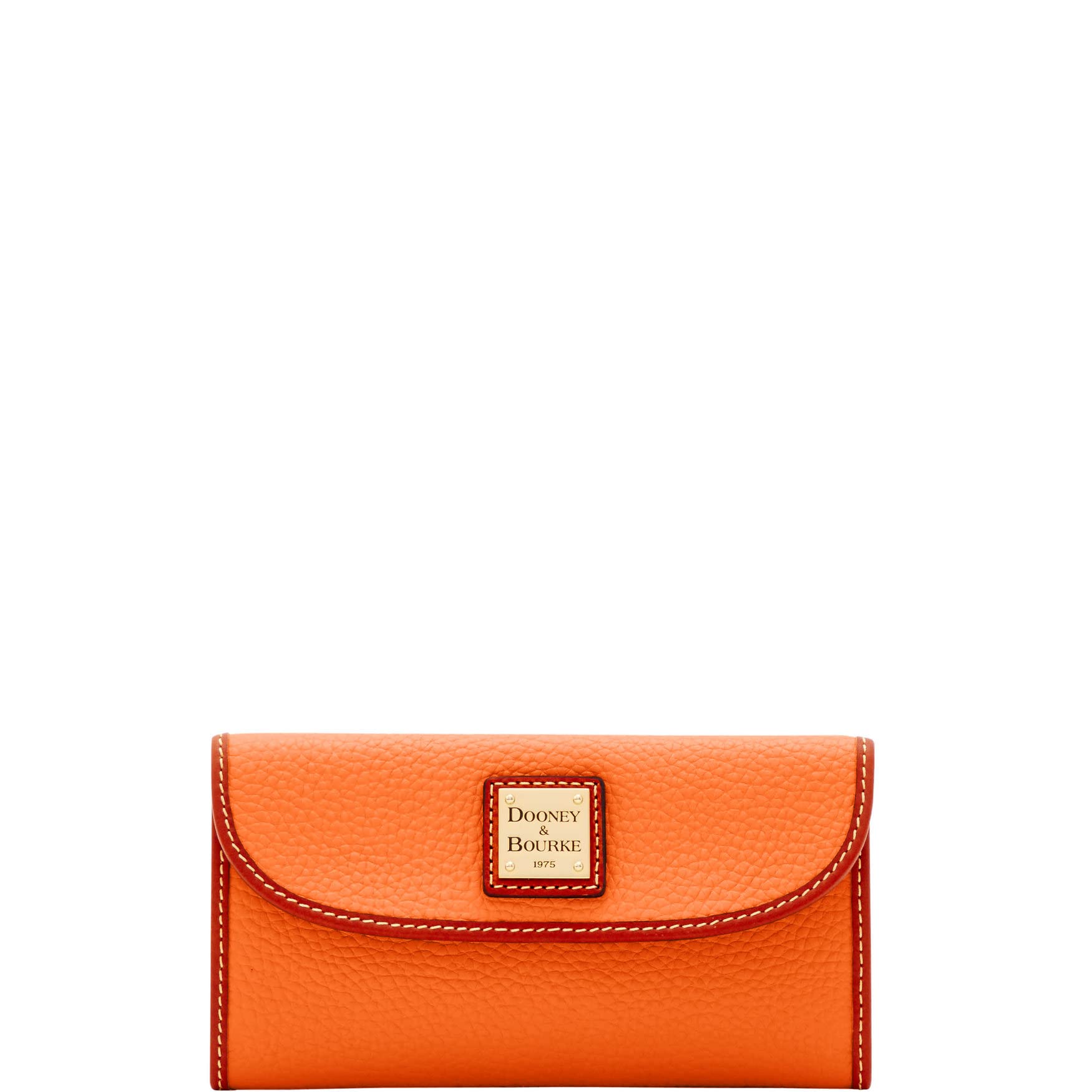 Dooney & Bourke Women's Continental Clutch in Pebble Grain Leather, Trifold Wallet with Multiple Card Holder, Clementine