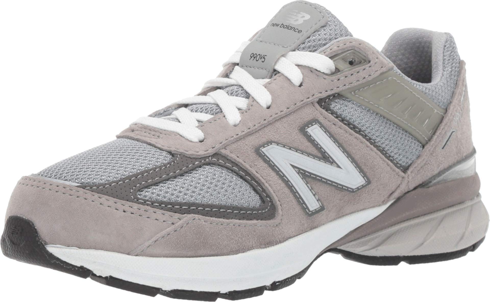 New Balance unisex child 990 V5 Lace-up Sneaker, Grey/Grey, 3.5 Big Kid US