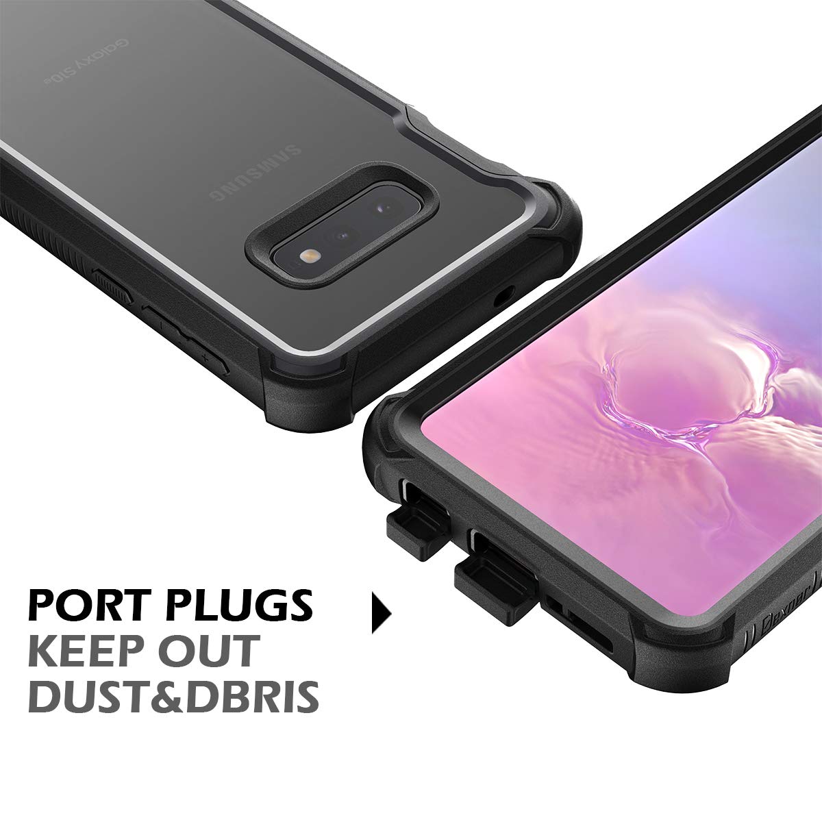 Dexnor Galaxy S10E Case with Built-in Screen Protector Clear Rugged Full Body Protective Shockproof Hard Back Defender Dual Layer Heavy Duty Bumper Cover Case for Samsung Galaxy S10E - Purple