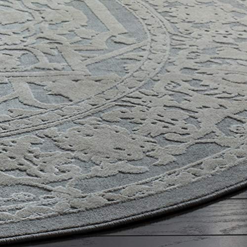 SAFAVIEH Reflection Collection 6'7" Round Light Grey/Cream RFT665C Vintage Distressed Area Rug