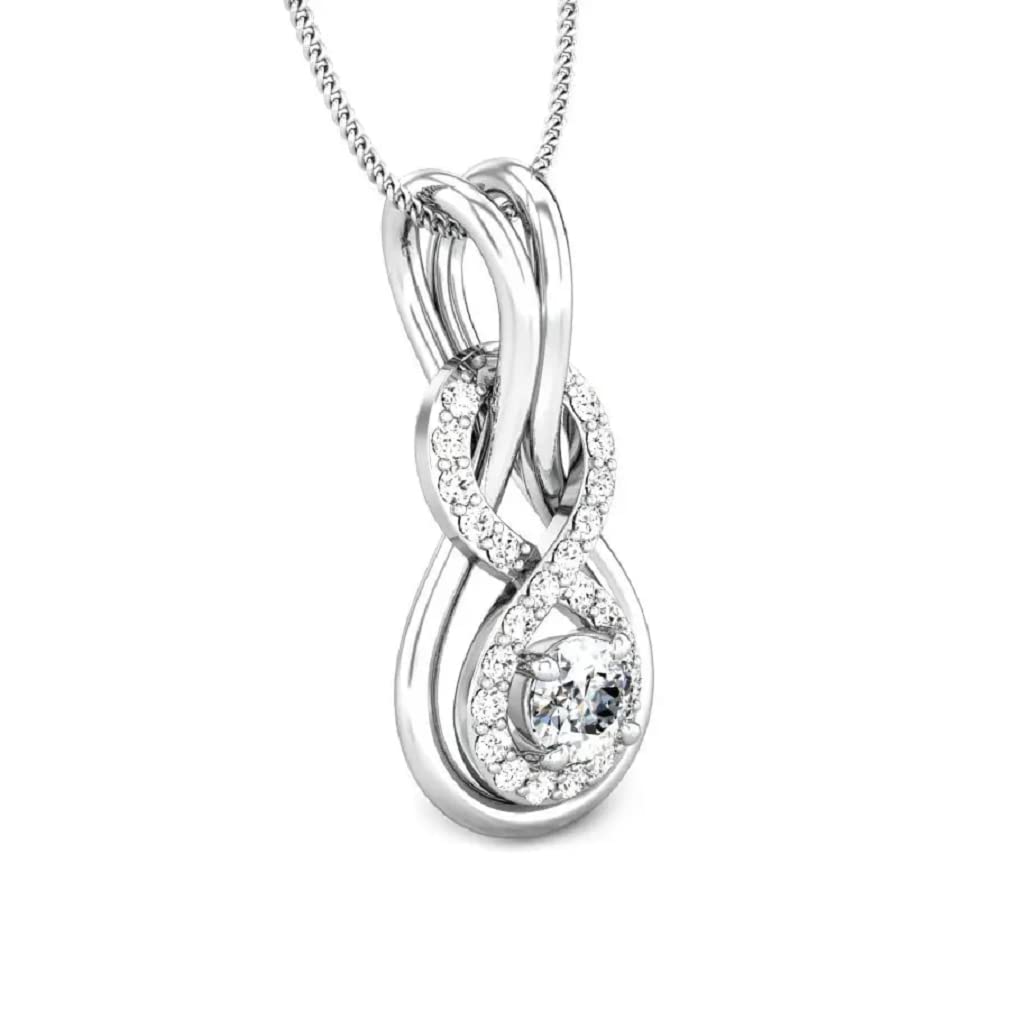 ERAA Jewel 2 CT Round Colorless Moissanite Engagement Pendant, Wedding Bridal Pendant, Eternity Sterling Silver Solid Diamond Solitaire -Prong Anniversary Promise Gift for Her
