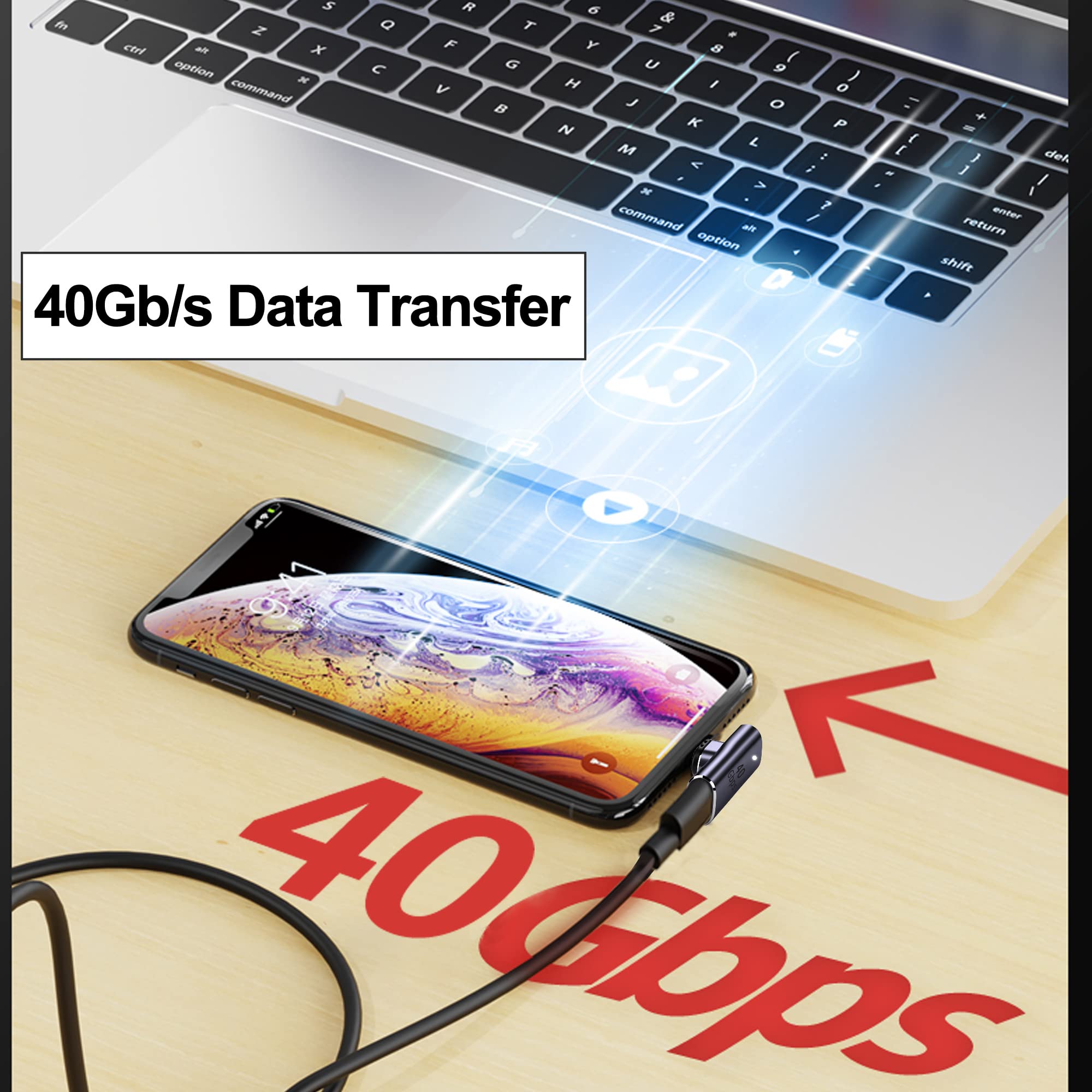 GELRHONR 40Gbps USB C Magnetic Adapter,USB4.0 24 Pin PD 100W 40Gb/s Quick Charge & Data Transfer and 6K@60Hz 4K@60Hz Video Output,Compatible for MacBook Pro/Air and More Type C Devices