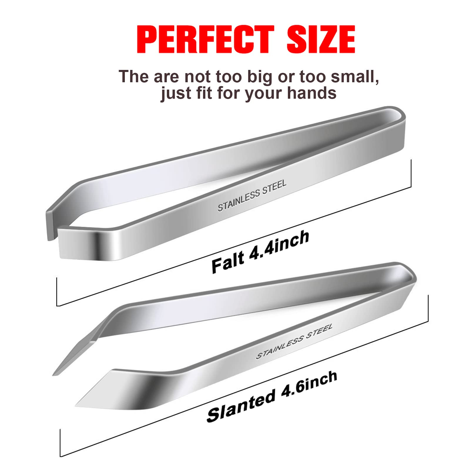 Fish Bone Tweezers - 2PCS Kitchen Tweezers Stainless Steel Flat and Slant Cooking Tweezers Precision Chef Tweezers Meat Hair Remover Tool for Cooking Kitchen, Suitable for Salmon Deboning