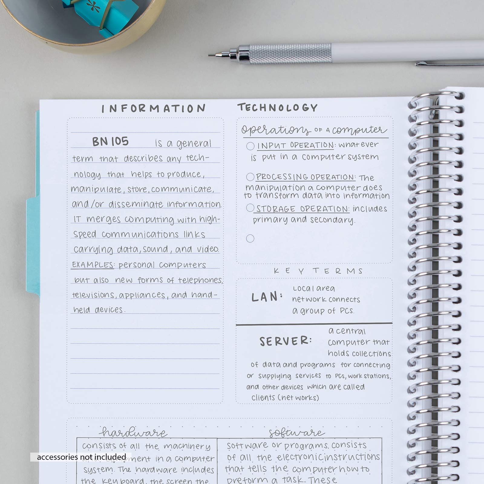 Erin Condren 7" X 9" Spiral Bound College Ruled Notebook - Watercolor Splash. 3 Subject Tabbed. 160 Lined Page Note Taking & Writing Notebook. 80Lb Thick Mohawk Paper. Stickers Included