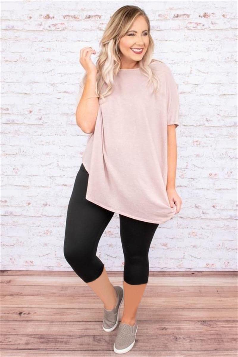 GROTEEN 3 Pack Plus Size Capri Leggings for Women-High Waisted Tummy Control Workout Black Yoga Pants