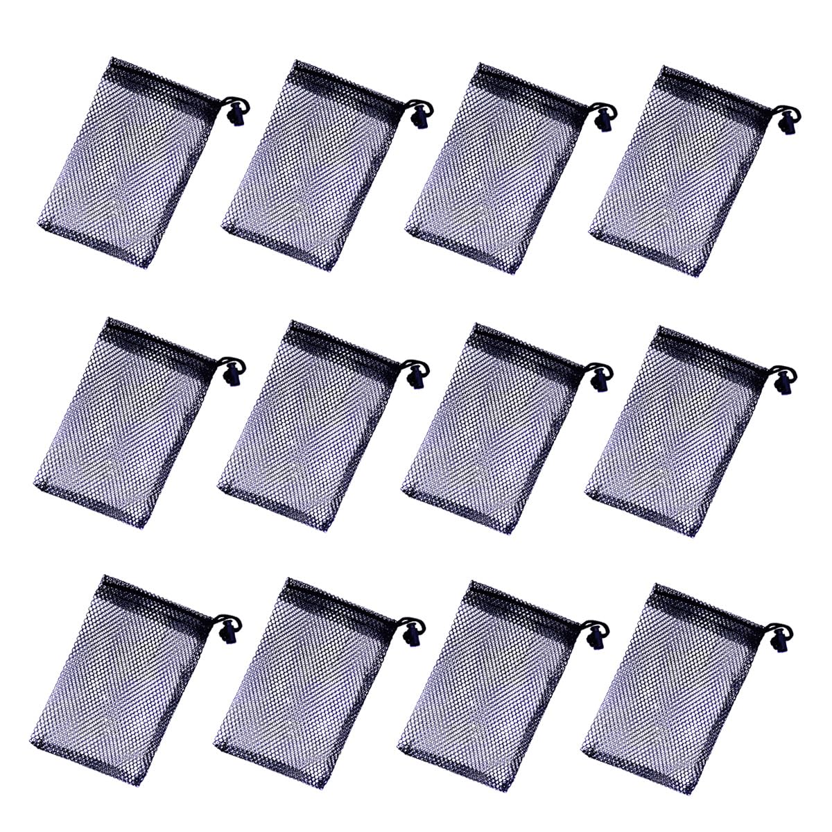 Leewoth 12pcs Small Mesh Bags Nylon Storage Mesh Bags Black Nylon Mesh Drawstring Bags with Small Travel Stuff Bags( 6 x 4 inch)