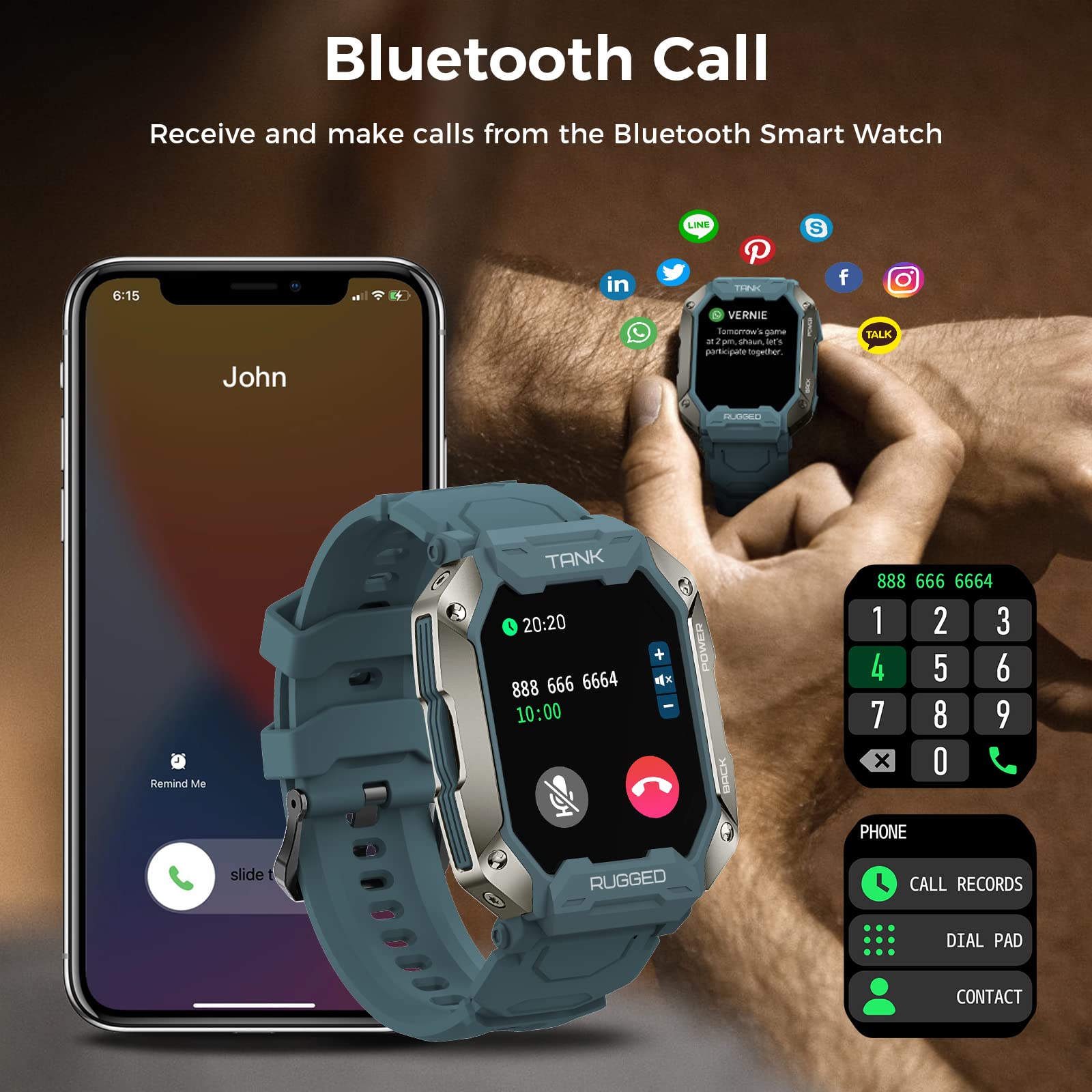 KOSPET Tank M1 with Tank M1 Pro Bluetooth Dial/Answer Call Speaker-Blue