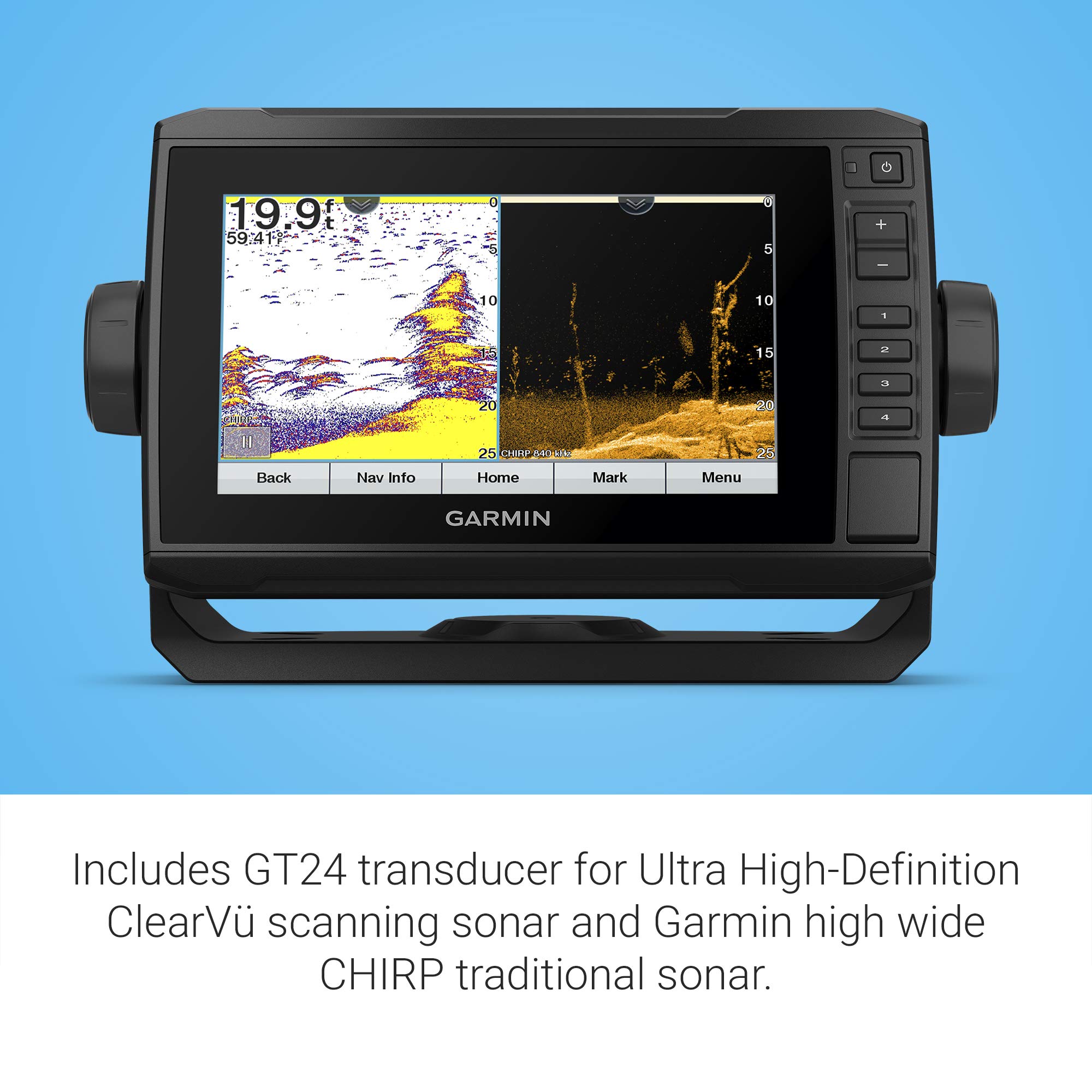 Garmin ECHOMAP UHD 73cv, 7" Keyed-Assist Chartplotter with U.S. LakeVü g3 and GT24UHD-TM transducer (Renewed)
