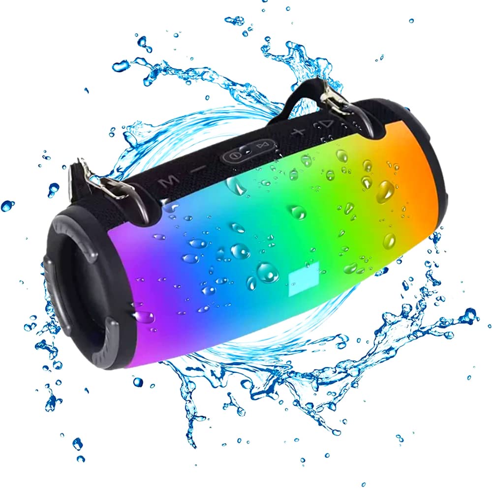 High Power Bass Portable Wireless Bluetooth Studio Dj Party Concert Speaker's - Colorful Liquid Motion Light Changing Rechargeable Waterproof Outdoor Loud Speaker (Water-Resistant Strobe Speaker)