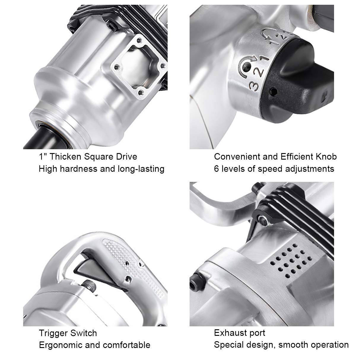 Salches 1" Air Impact Wrench Gun, Long Shank Truck Mechanics with Carry Case for Commercial Home Use, Heavy Duty Pneumatic Tool