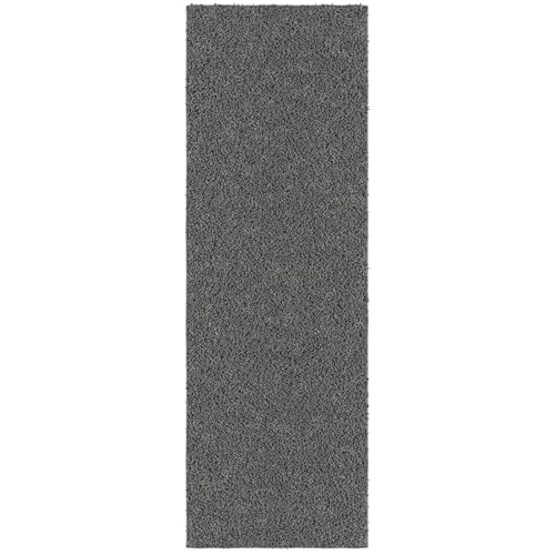 Ottomanson Luxury Collection Indoor Solid Design Rubber Back 2x6 Soft Pile Shag Rug for Hallway, Entryway, Kitchen, Living Room, Bedroom, Bathroom, Runner-2' x 6', Dark Gray