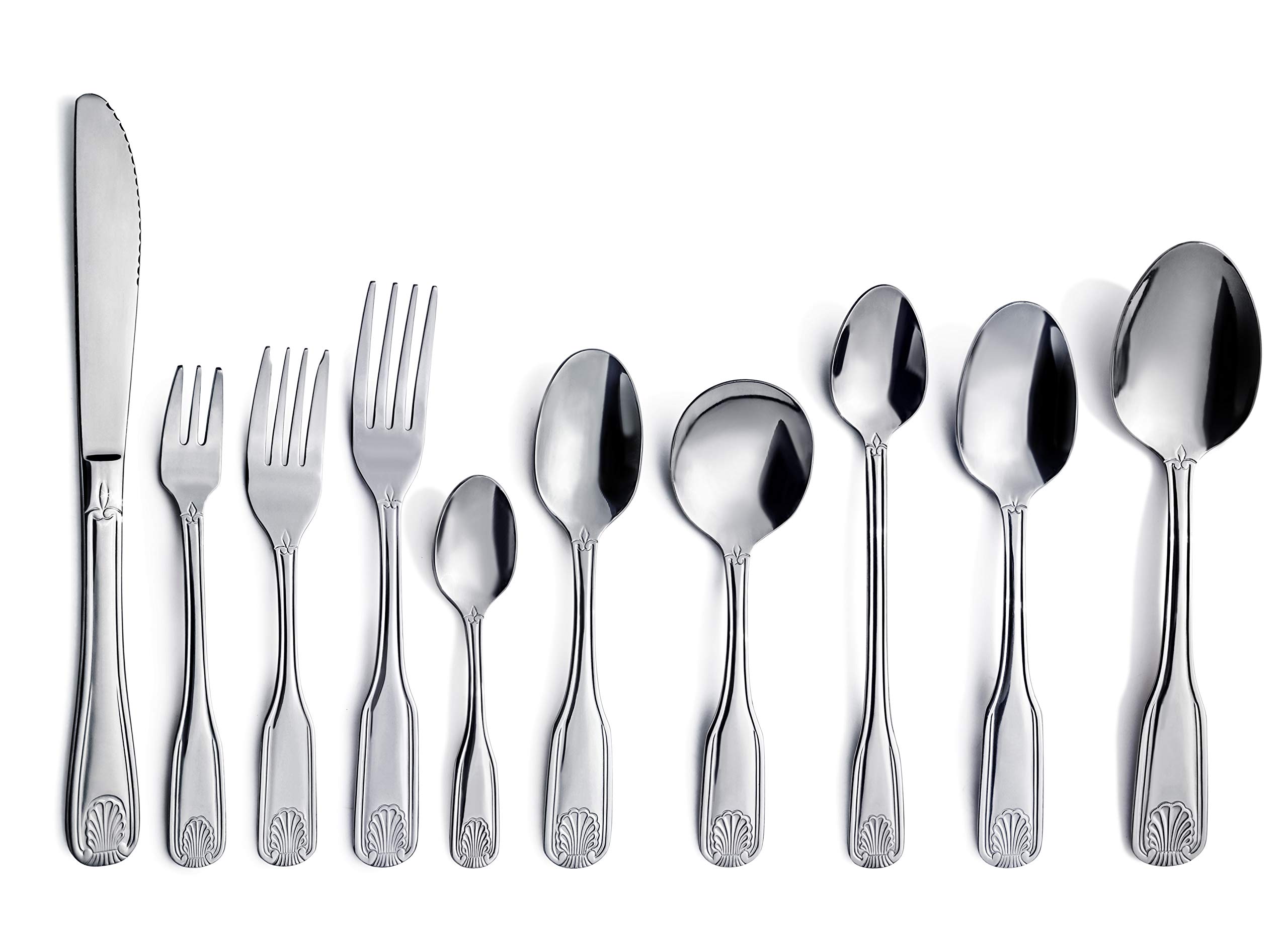 New Star Foodservice 58260 Shell Pattern, 18/0 Stainless Steel, Serving Spoon, 8.4-Inch, Set of 12