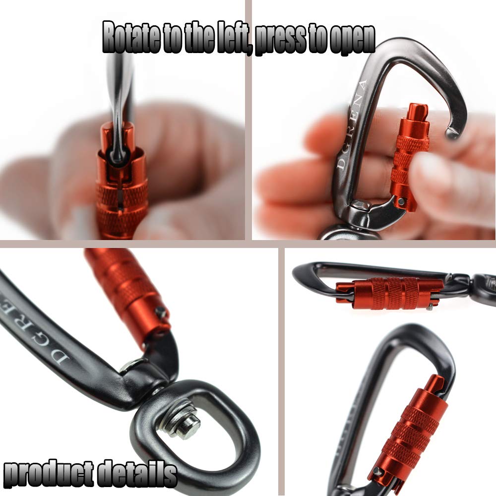 DGRENA Carabiner, Keychain, Spring Buckle,Made of high Hardness Aluminum which is Suitable for hammocks, Home Tools, Camping, Hiking, utilities, and etc. (Gray)