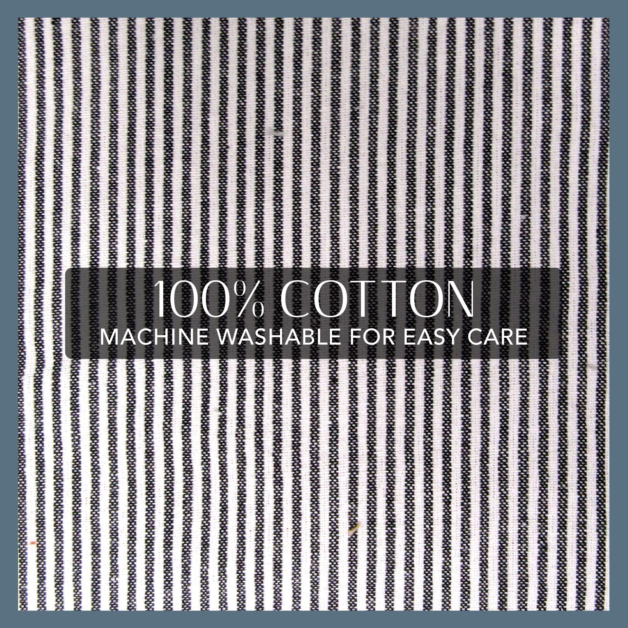 Elrene Home Fashions Tucker Ticking Stripe Tier Window Curtains for Kitchen or Bathroom, 30" x 24", Set of 2, Gray