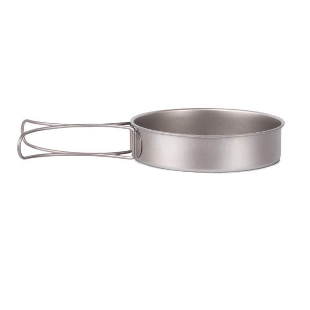 Doorslay Ultralight Titanium Frypan Titanium Pan with Folding Handle Outdoor Camping Hiking Picnic Cooking Frying Pan Skillet Griddle Tableware Cookware