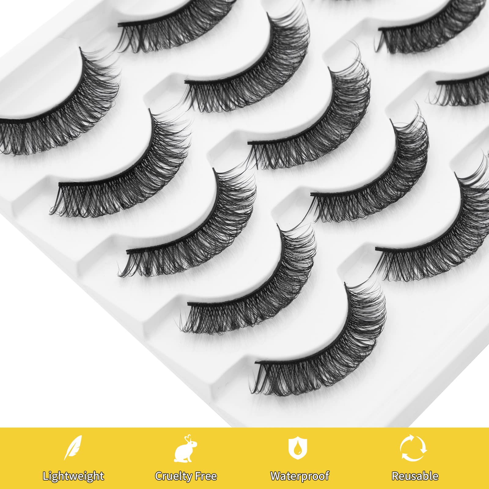 KOUSEI Eyelashes Russian Strip Lashes Natural Wispy Fluffy Eyelash Extension Effect Fake Eyelashes 10 Pairs Pack (Russian-B)