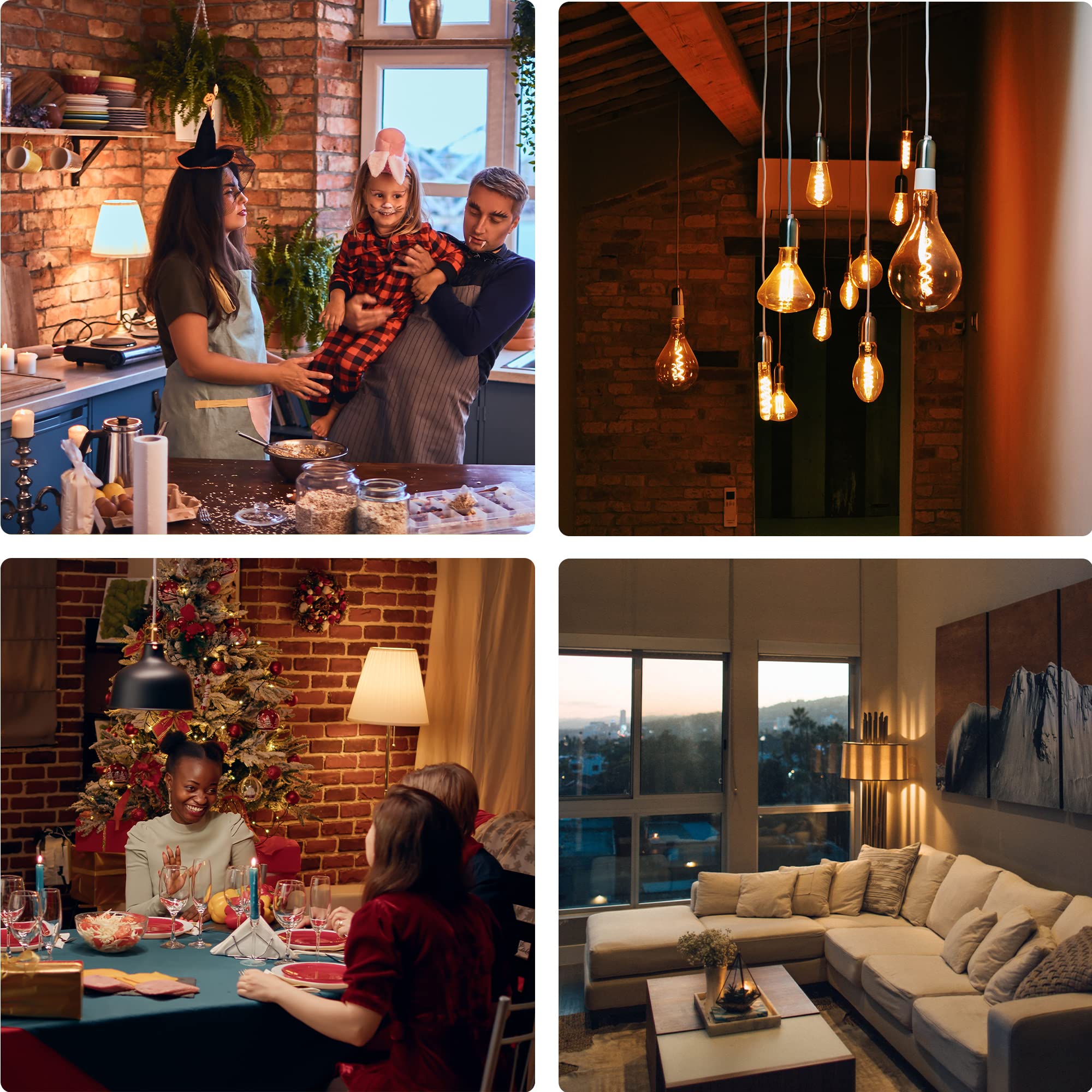 FANNIS 6 Pack T32 T12 Dimmable Tubular LED Bulb, 4W Equals 40W, Warm Light Amber Glass, E26 Base Edison Light Bulb for Pendant Wall Floor Table Lamp Indoor Light Fixtures