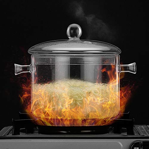 GracesDawnOpen flame and high temperature resistance, household tableware, heat-resistant with lid, transparent salad bowl, with double ears