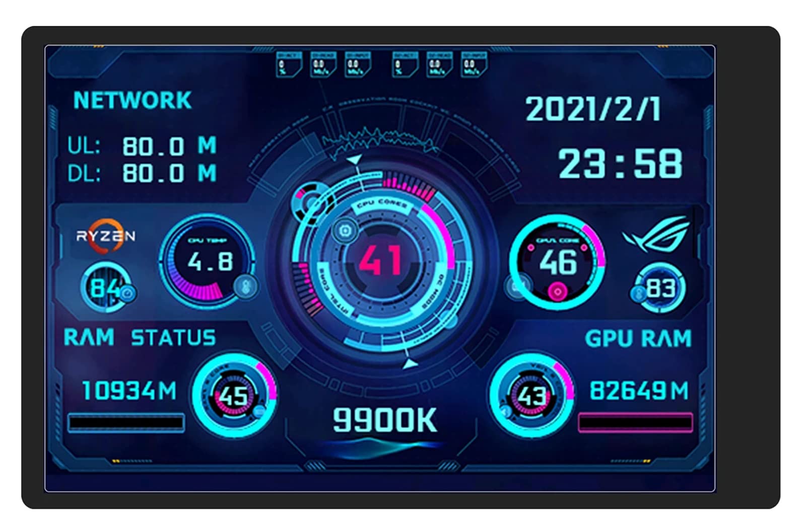 Koyzsen 3.5 Inch IPS TYPE-C Secondary Screen Computer CPU GPU RAM HDD MonitorUSB Display for Freely AIDA64