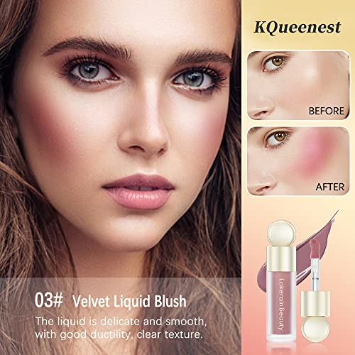 Liquid Blush for Cheeks,KQueenest Cream Blush Makeup,Soft Weightless Blush Stick with Dewy Finish,Long-Wearing Water Proof Matte Beauty Stick,Profusion Cheek Tint(#3 Light Purple)