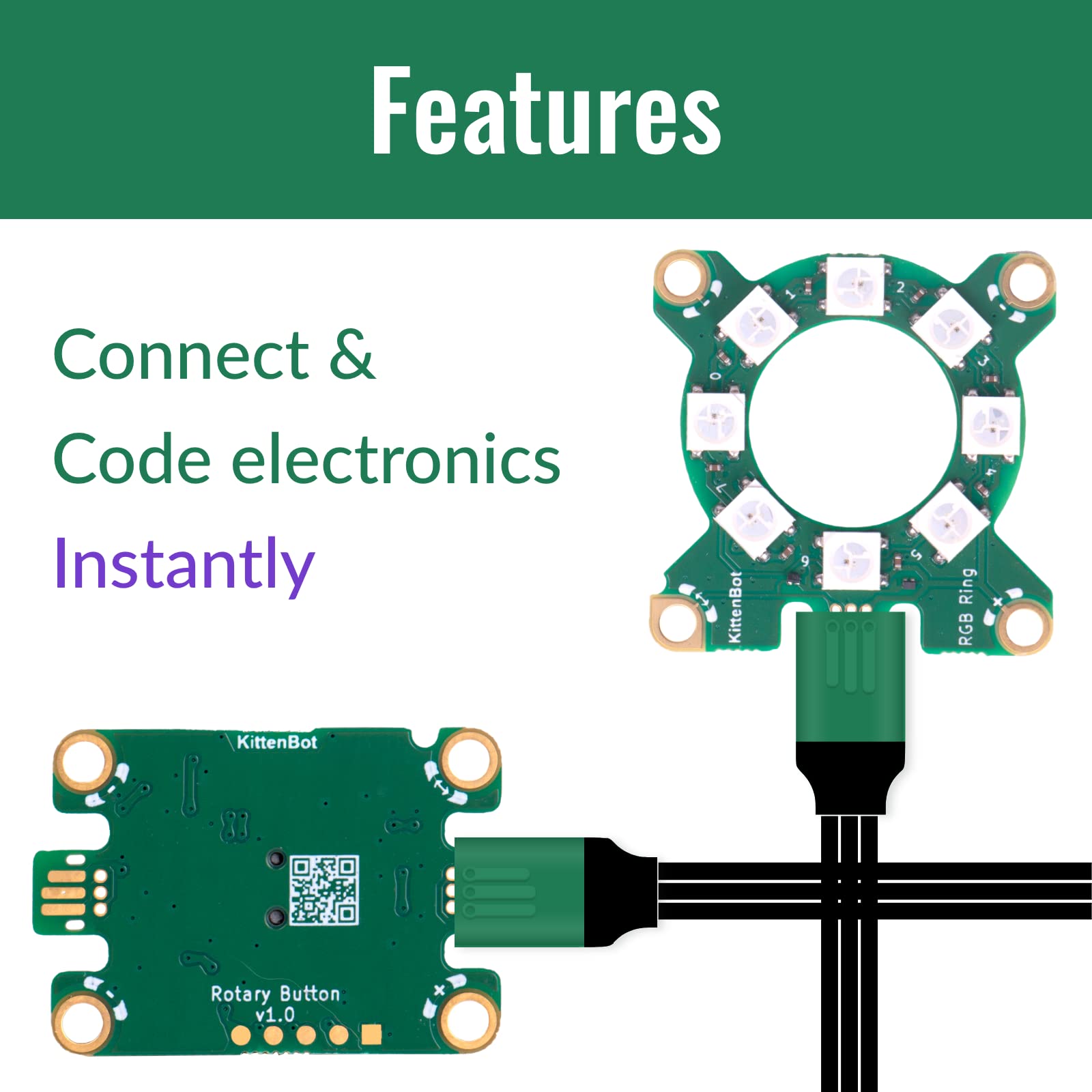 KittenBot Jacdac Starter Kit A with Jacdaptor for Micro:bit V2, Connect and Code Electronics Instantly, for Microsoft Makecode Arcade(Without Micro:bit)