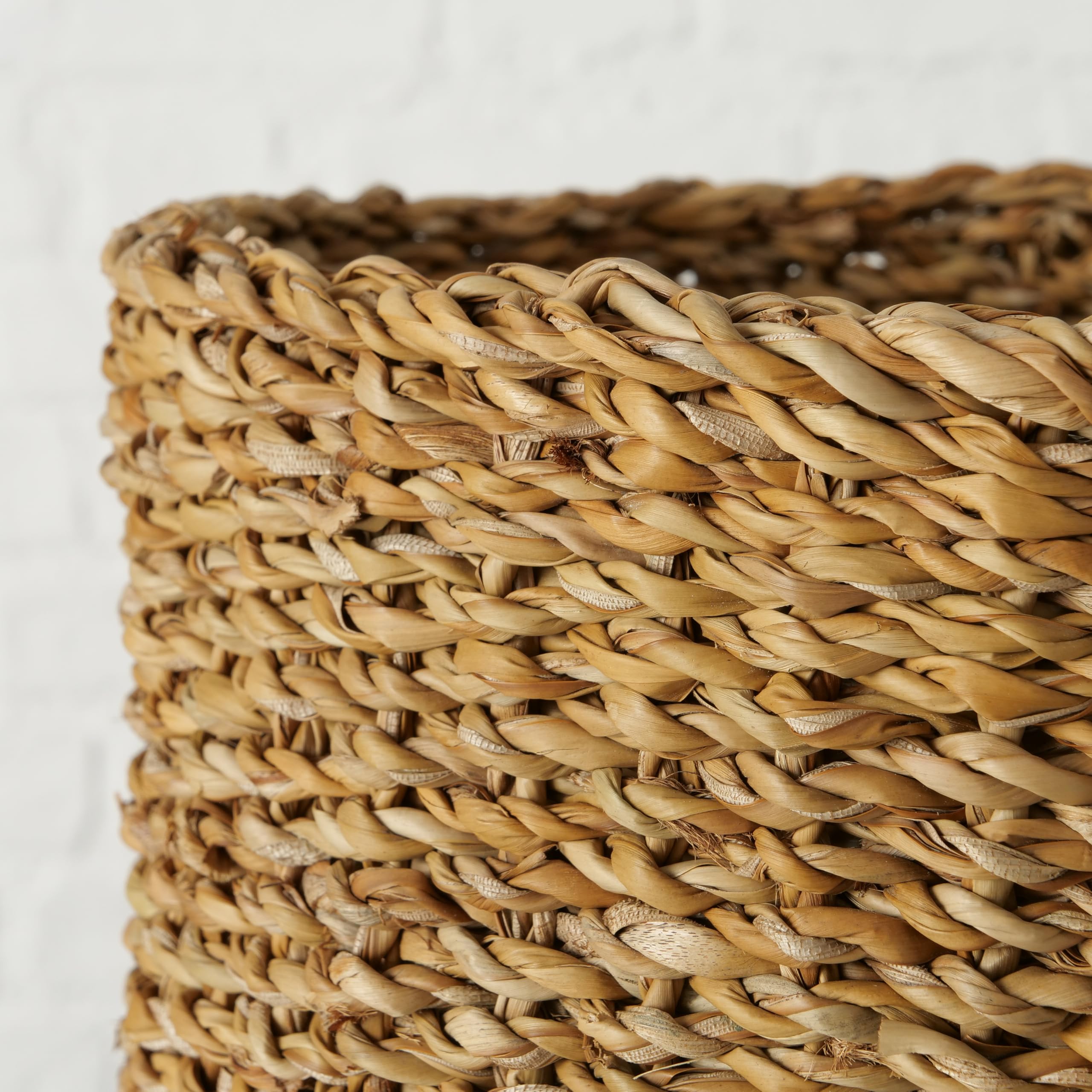 Made by Nature Seagrass Baskets, Round, Natural Chunky Sweater Weave, Set of 3, Made by Hand, From 9.75-6.75 D Inches, Ideal for Storage