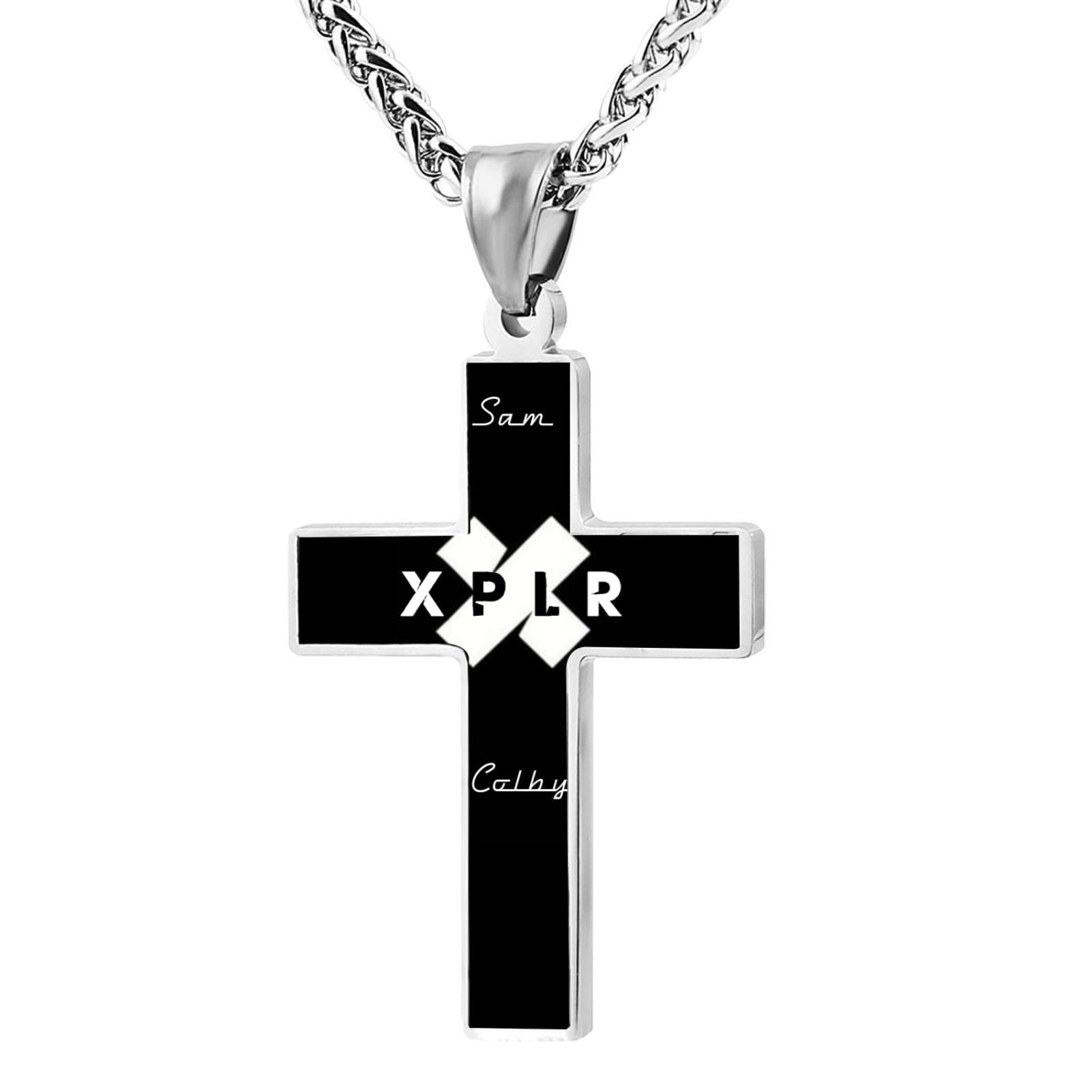 DHCUTE Sam Xplr Colby Necklace Fashion Cross Pendant Religion Faith Unisex Neck Chain Hip Hop Style Cool Choker ONE_SIZE