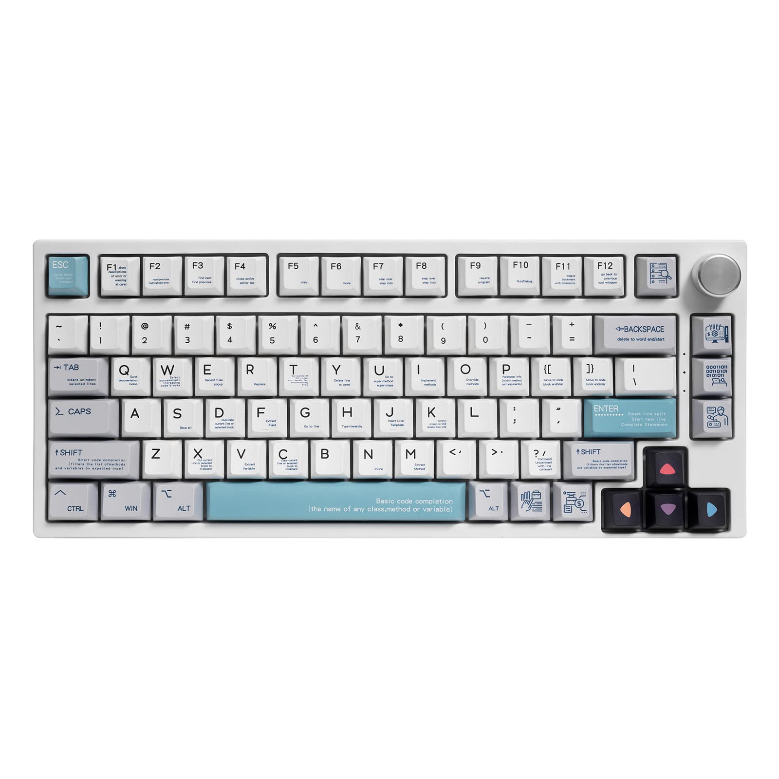GK GAMAKAY TK75 75% Quiet Mechanical Keyboard with Knob, Hot Swap RGB Bluetooth 5.0/2.4GHz Wireless/USB-C Wired,PBT Cherry Profile Keycaps Silent Gaming Keyboard (GamaKay Phoenix Switch)