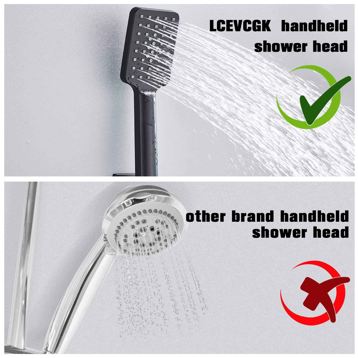 LCEVCGK Shower Head, Shower Faucet Set Square Shower Combo System with 8'' Rainfall Shower Head Wall Mount 3-Setting Handheld Shower,Stainless Steel Bath Shower Head,Matte Black