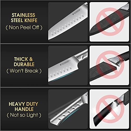 Knife Set Black Acrylic Stand - Sharp Kitchen Knife Block Set, Professional Chef Knife Set with Steak Knives, German Stainless Steel Knives for Cutting Meat, Bread, Vegetables, 15PCS